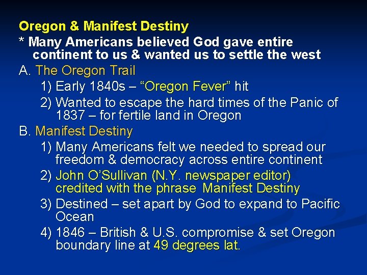 Chapter 12 Notes Manifest Destiny 1818 1853 The