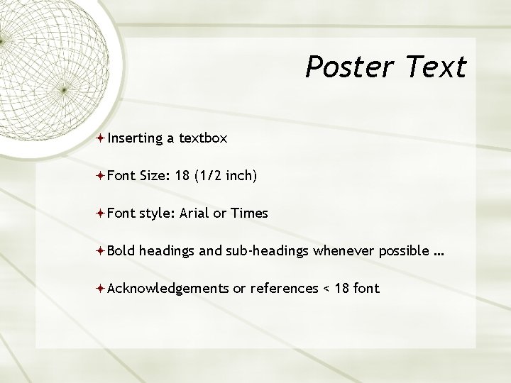 Creating a Science Poster Using Power Point What