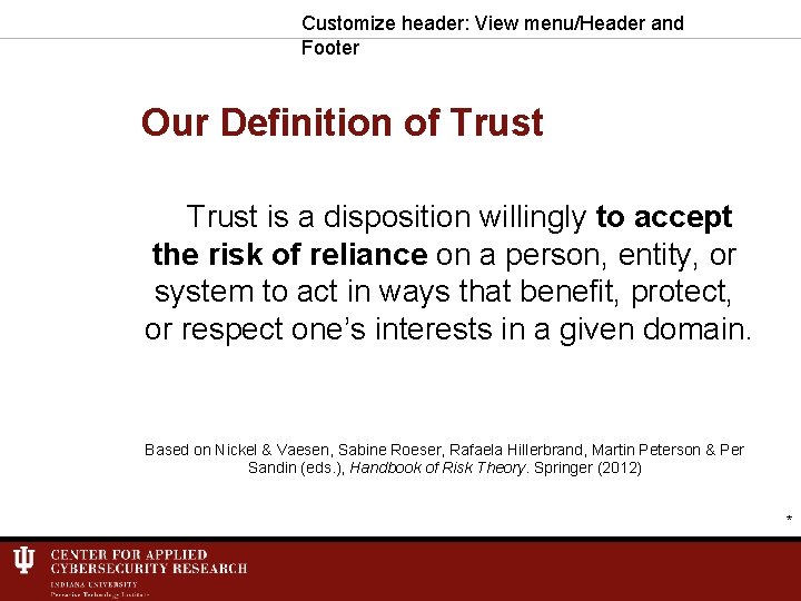 Trust Model for e Xtreme Scale Identity Management