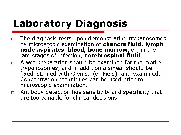 Identification of blood parasites Protozoa African sleeping sickness