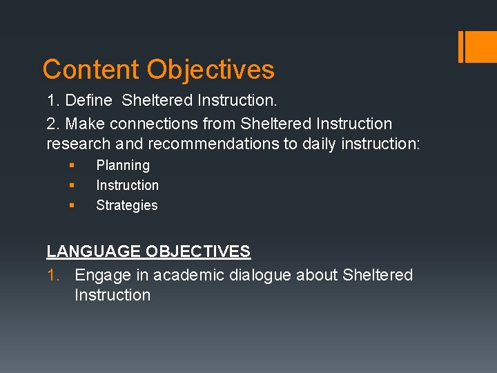 Sheltered Instruction What Why and How Megan Anderson