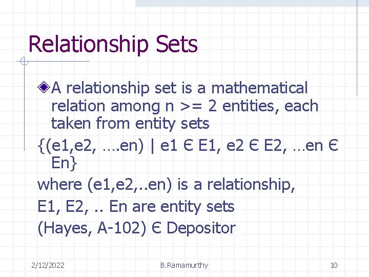 EntityRelationship Model Chapter 2 B Ramamurthy 2122022 B
