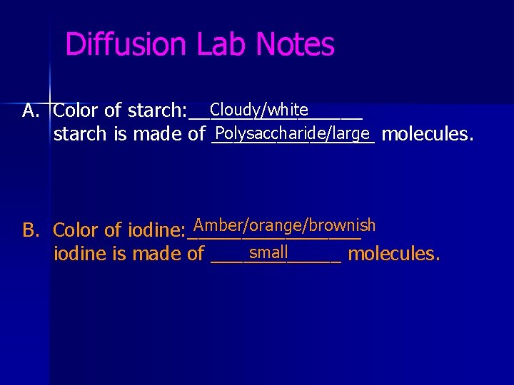 Diffusion Lab Notes Cloudywhite A Color of starch