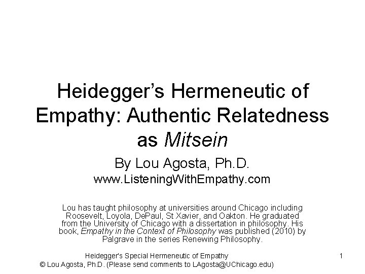 Heideggers Hermeneutic of Empathy Authentic Relatedness as Mitsein