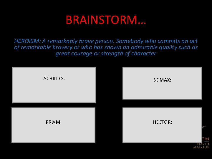 THEMATIC ANALYSIS Heroism UNIT 3 AOS 1 LEARNING
