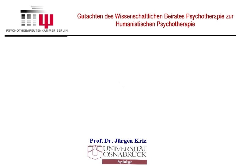 Prof Dr Jrgen Kriz aus Zeitgrnden 3 Aspekte