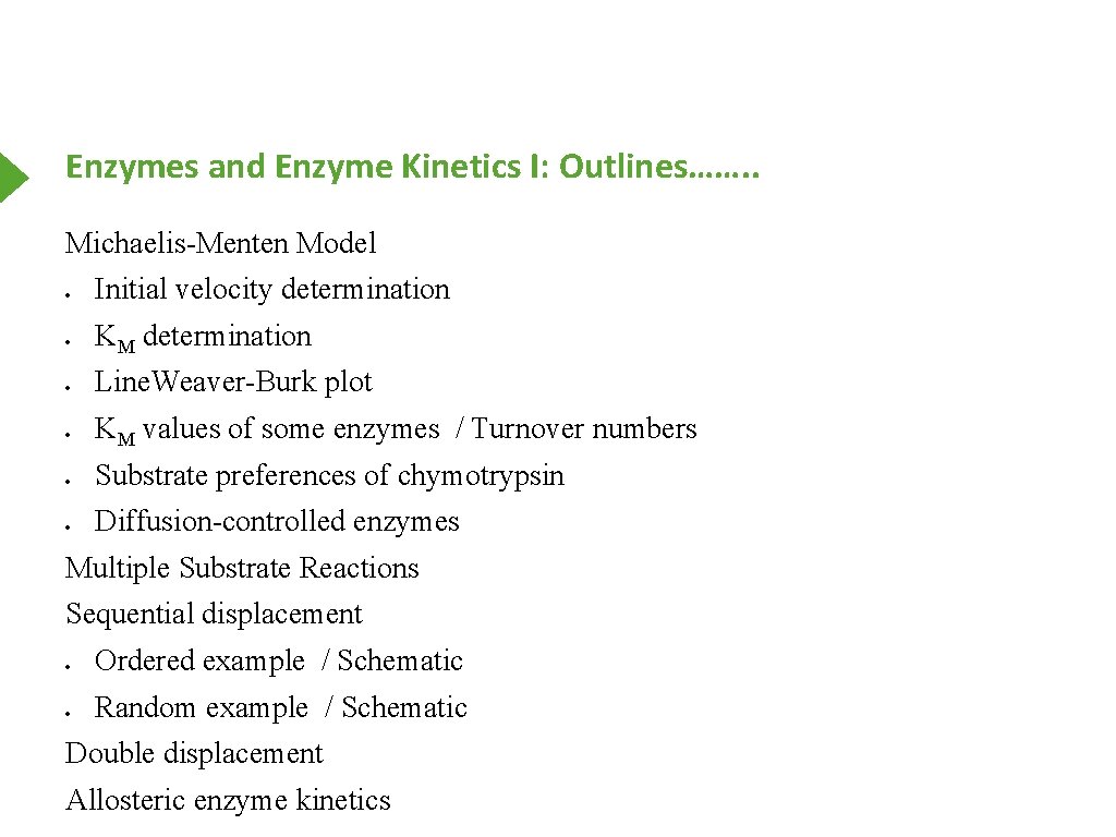 Enzymes and Enzyme Kinetics I Dr Nabil Bashir