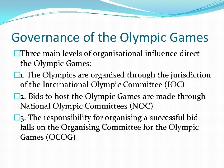 Olympic Sport Governance Dr Ian OBoyle The modern