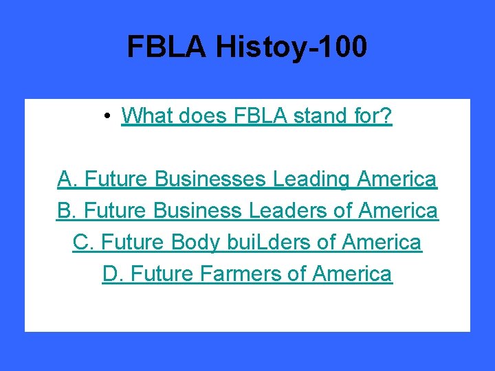 FBLA Trivia Game Show Presented by Meredith Gunter