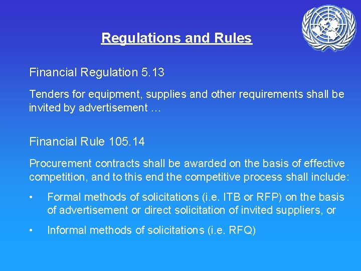 Tender Process Presented by Soomi Ro United Nations