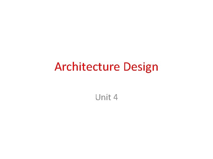Architecture Design Unit 4 4 1 introduction to