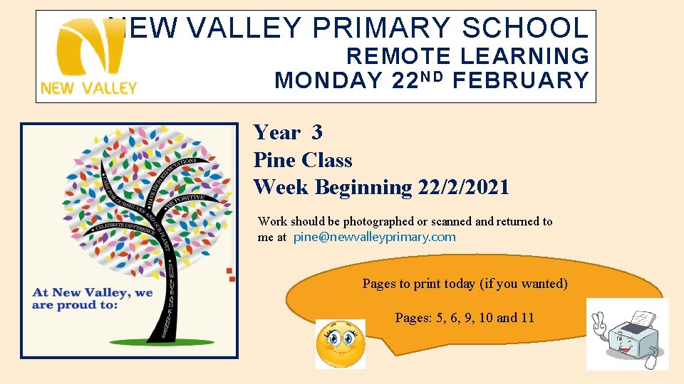 NEW VALLEY PRIMARY SCHOOL REMOTE LEARNING MONDAY 22