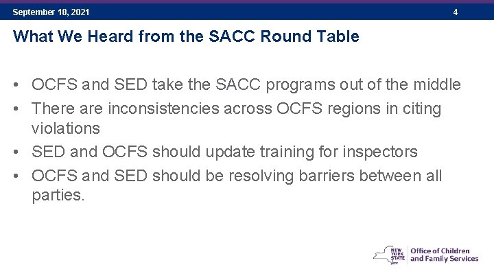 School Aged Child Care Building and Equipment Issues