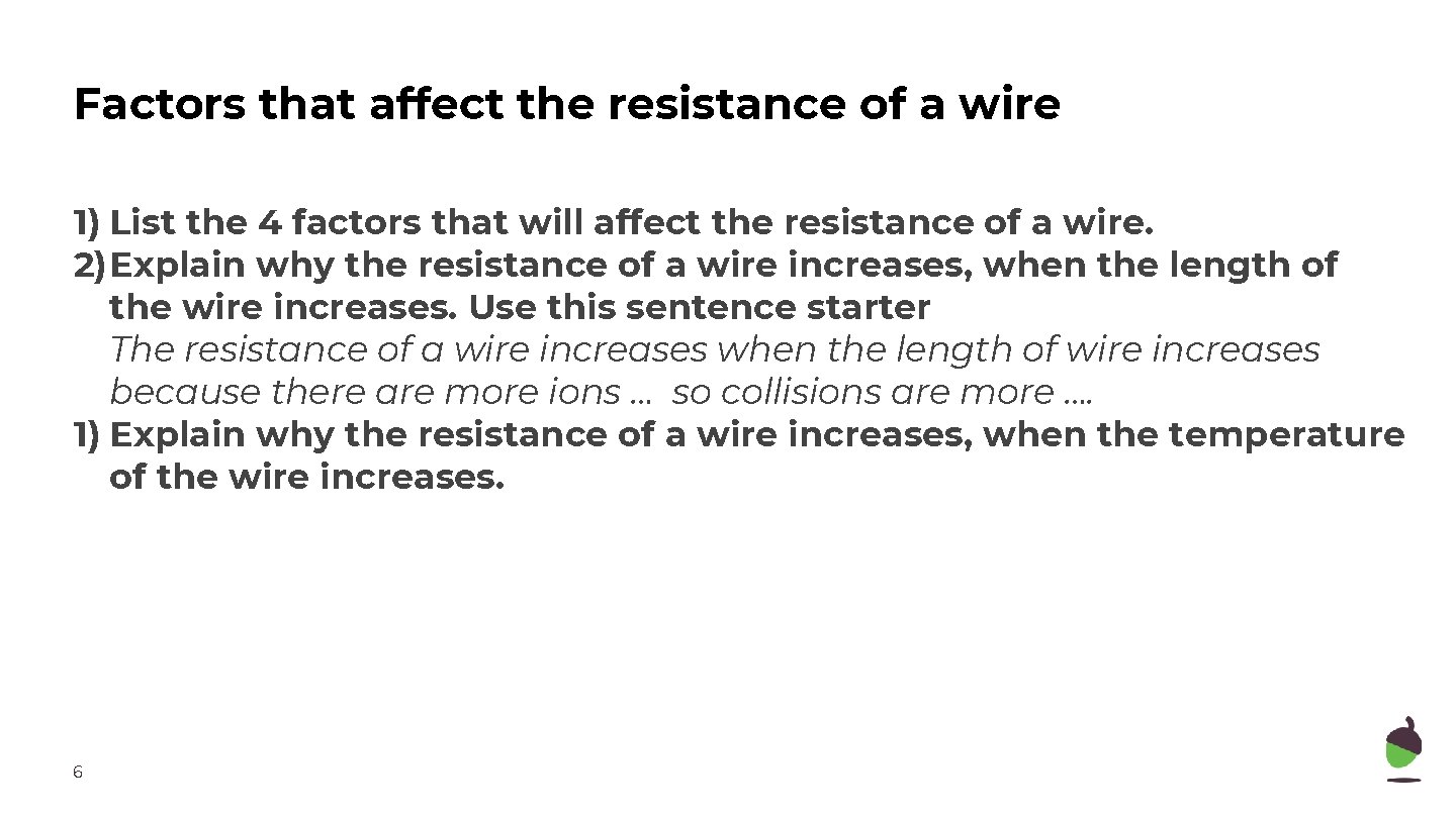 Combined Science Physics Key Stage 4 Electricity Resistance