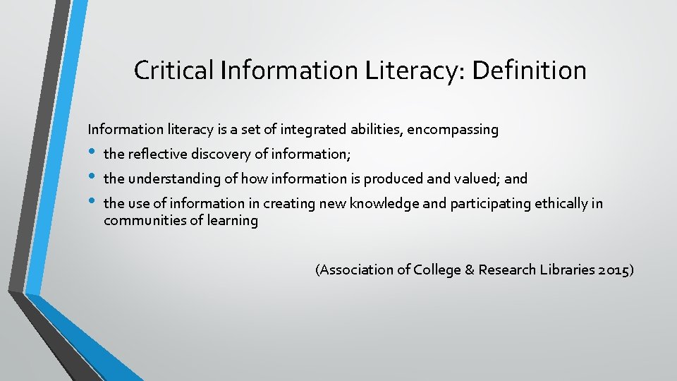 Critical Information Literacy What Students Will Know Be