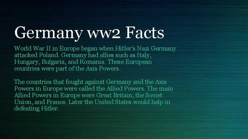 GERMANY By Peter W Germany has a population