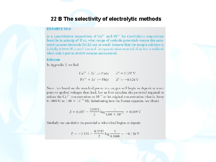 Chapter 22 Bulk Electrolysis Electrogravimetry and Coulometry 22