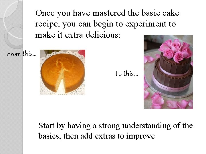 How to bake a cake A foundation recipe