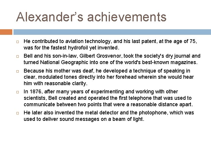 ALEXANDER GRAHAM BELL Alexander Graham Bell History Alexander