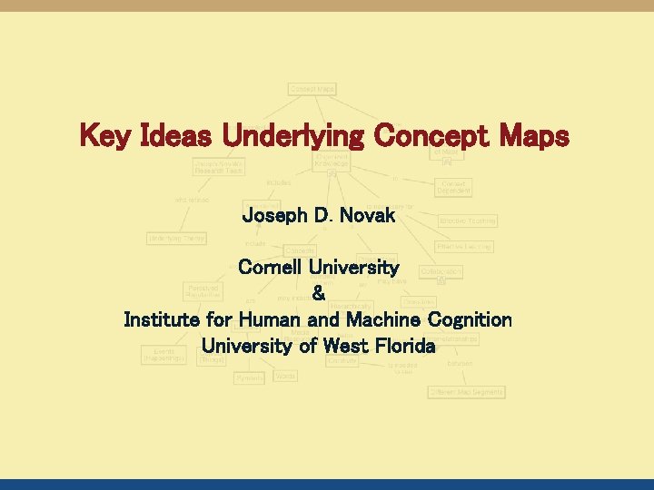 Key Ideas Underlying Concept Maps Joseph D Novak