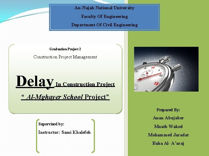 AnNajah National University Faculty Of Engineering Department Of