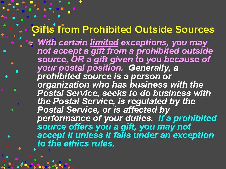 HOLIDAY ETHICS for Postal Employees November 2008 USPS