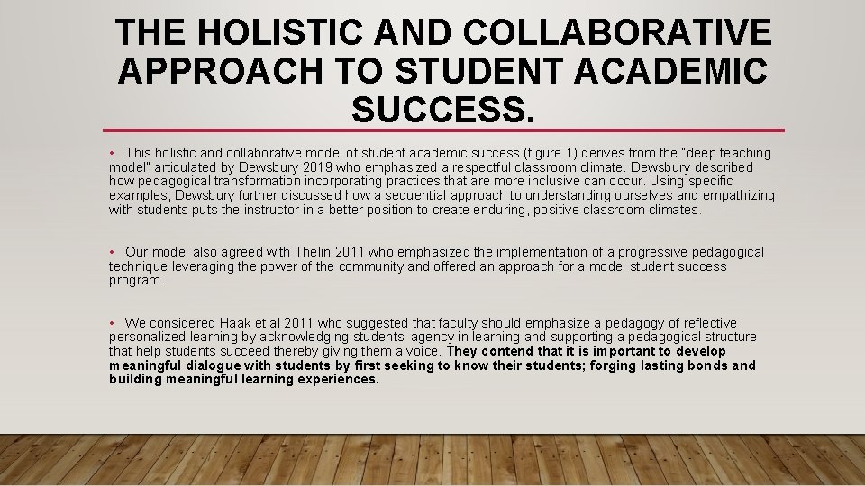 TEACHING ALL STUDENTS A HOLISTIC AND COLLABORATIVE APPROACH