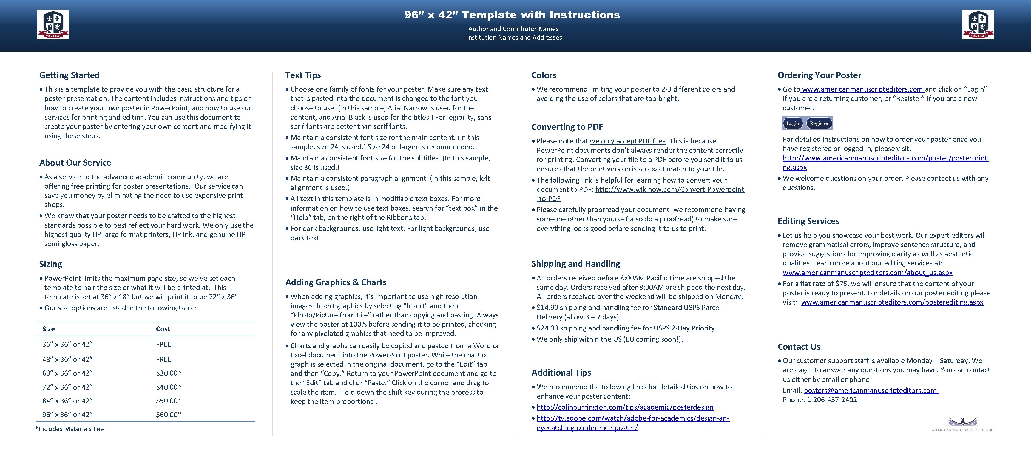 96 x 42 Template with Instructions Author and