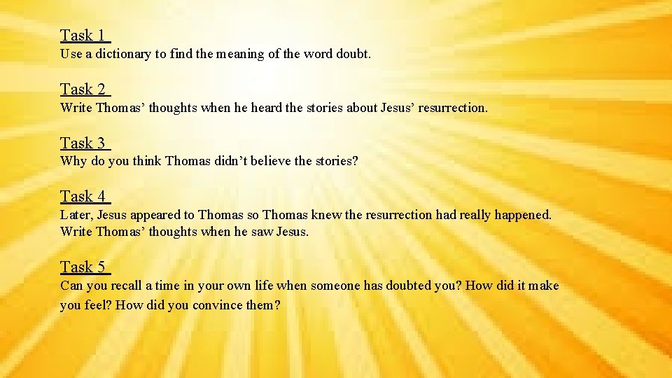 Week 3 Doubting Thomas Gospel reading John 20