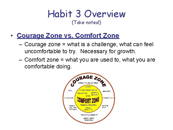 Habit 3 Overview Take notes The Time Quadrants