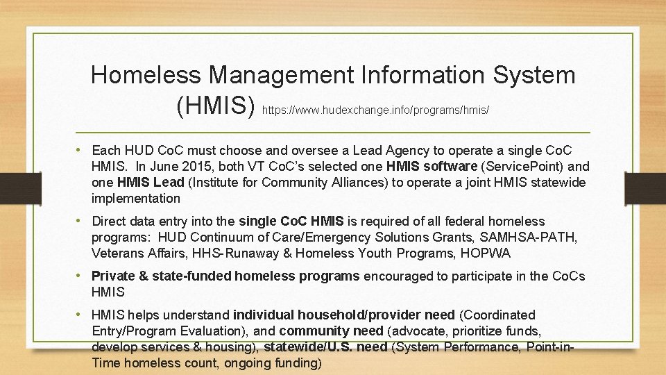 Vermonts Homeless Continua of Care System Daniel Blankenship