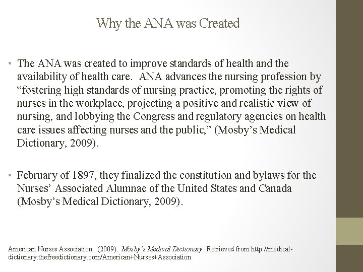 Practice Standard Presentation on the American Nurses Association