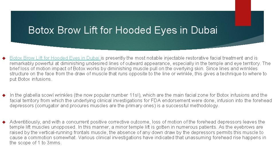 Botox Brow Lift for Hooded Eyes in Dubai
