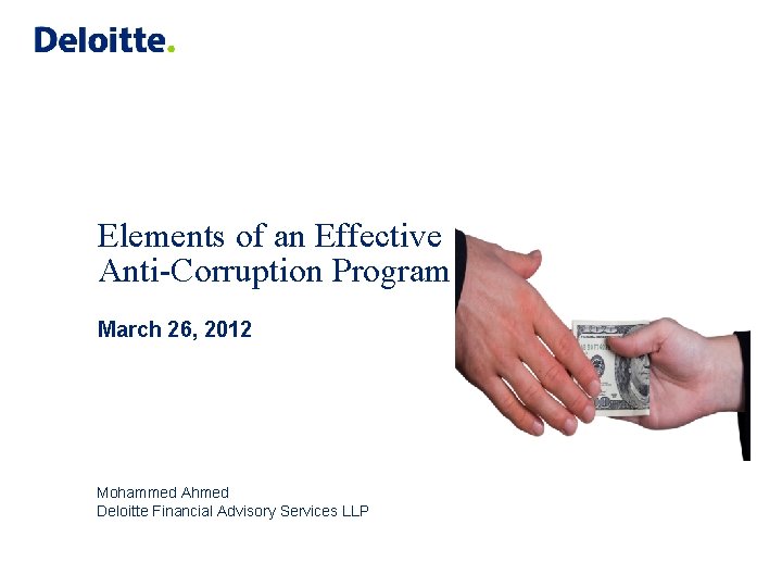 Elements of an Effective AntiCorruption Program March 26