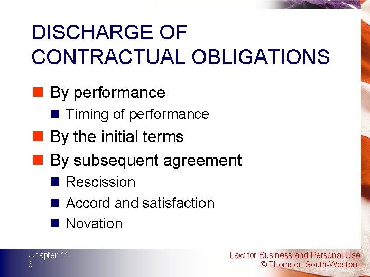 11 CHAPTER Contractual Obligations and Their Enforcement 11