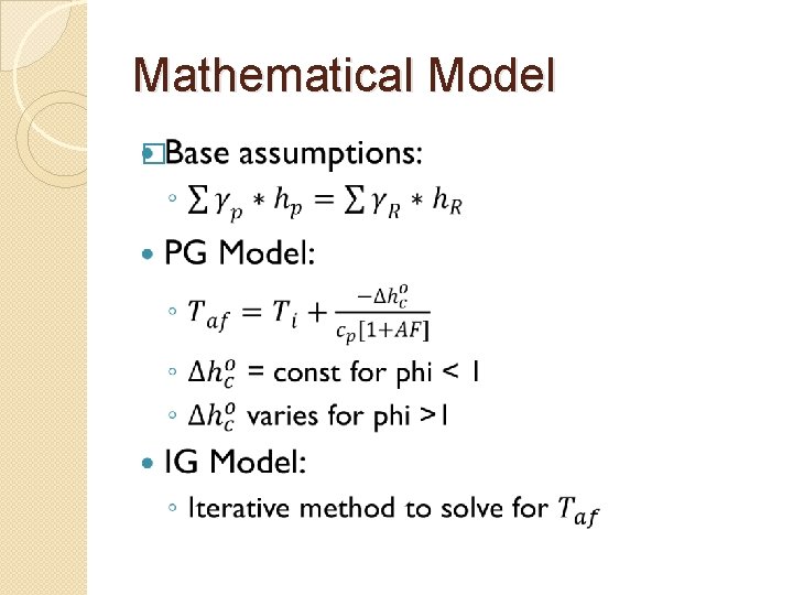 Combustion of Methane and Carbon Project for ME