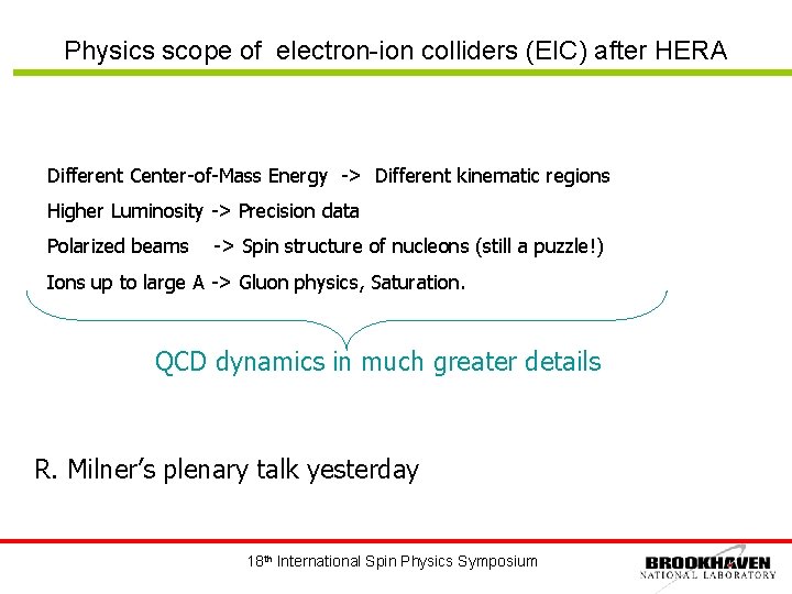Polarized Beams at EIC V Ptitsyn 18 th