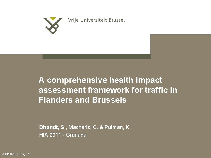 A comprehensive health impact assessment framework for traffic