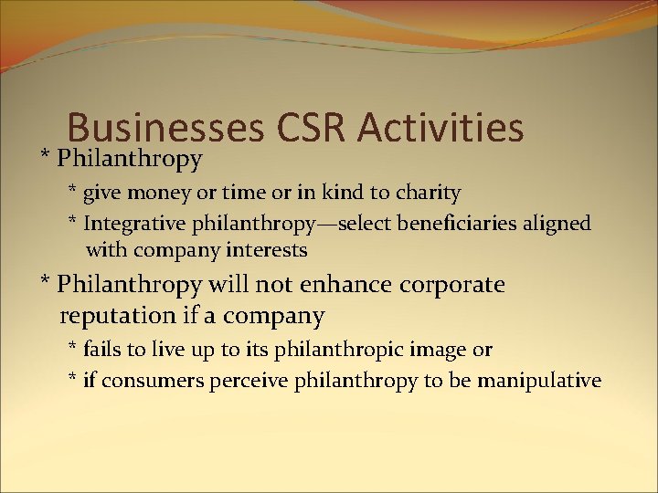 CORPORATE SOCIAL RESPONSIBILITY CSR AND ETHICS Submitted to