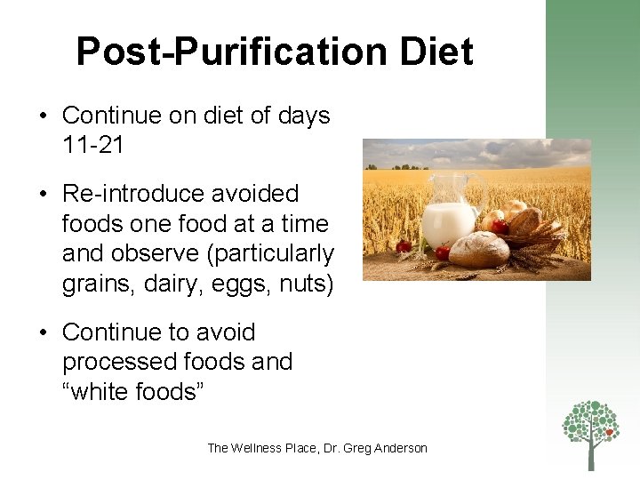 Post Purification Class Presented by Dr Greg Anderson