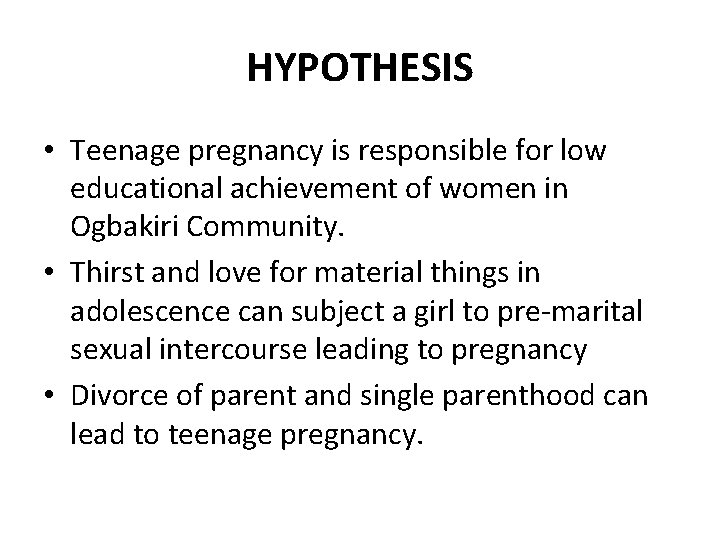 Emotional effect of teenage pregnancy in Ogbakiri community