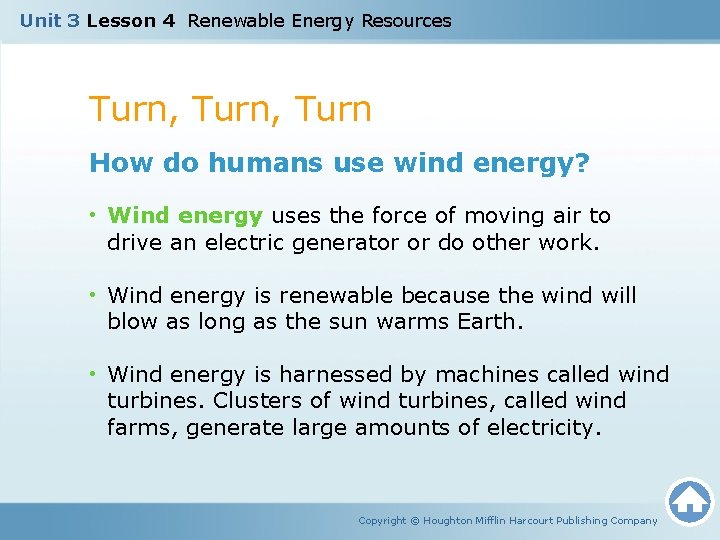 Unit 3 Lesson 4 Renewable Energy Resources Copyright