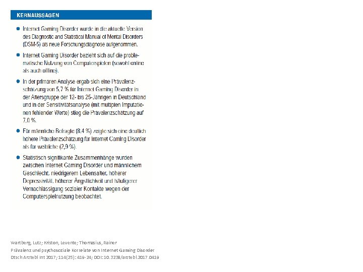 Wartberg Lutz Kriston Levente Thomasius Rainer Prvalenz und