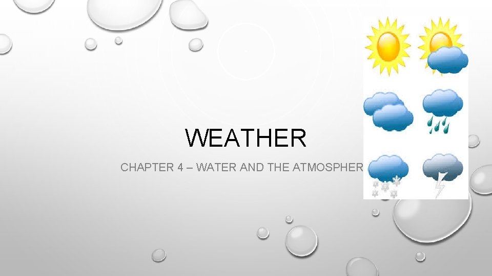 WEATHER CHAPTER 4 WATER AND THE ATMOSPHERE LESSON
