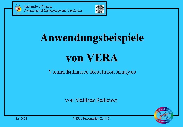 University of Vienna Department of Meteorology and Geophysics