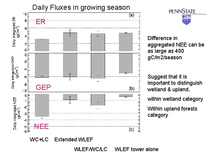 Regional estimates of NEE and comparisons with tower