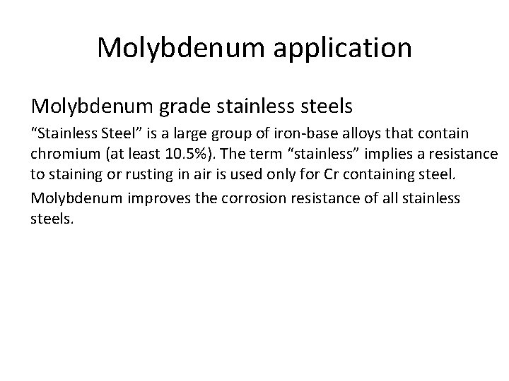 Molybdenum properties and production Roman Boiko National University