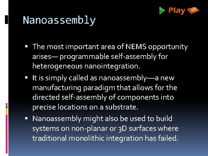 NANO ELECTRO MECHANICAL SYSTEMS NEMS What is NEMS