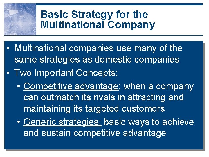 Chapter 4 Strategic Management in the Multinational Company
