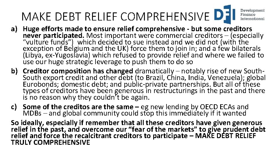TOWARDS BETTER DEBT RELIEF WHY AND HOW Matthew